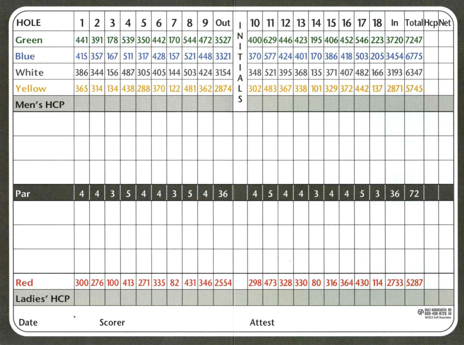 Scorecard - The Wellman Club