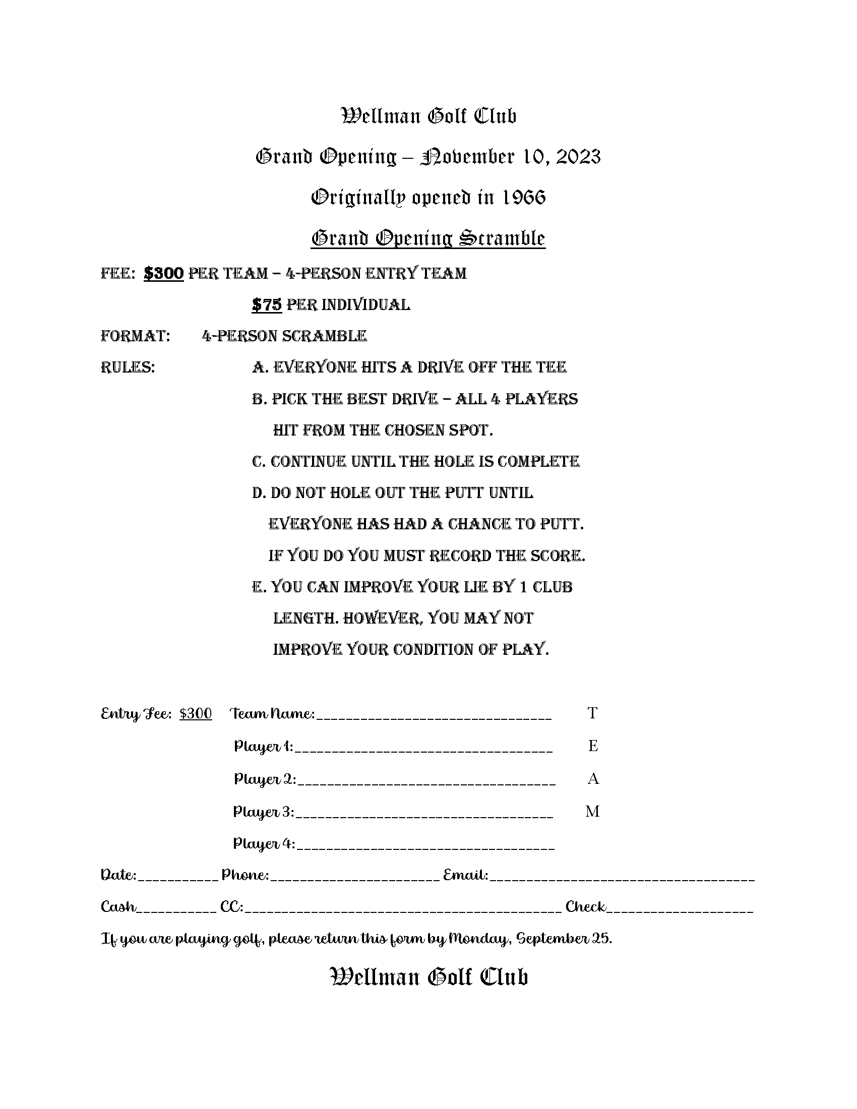 Grand Opening - The Wellman Club