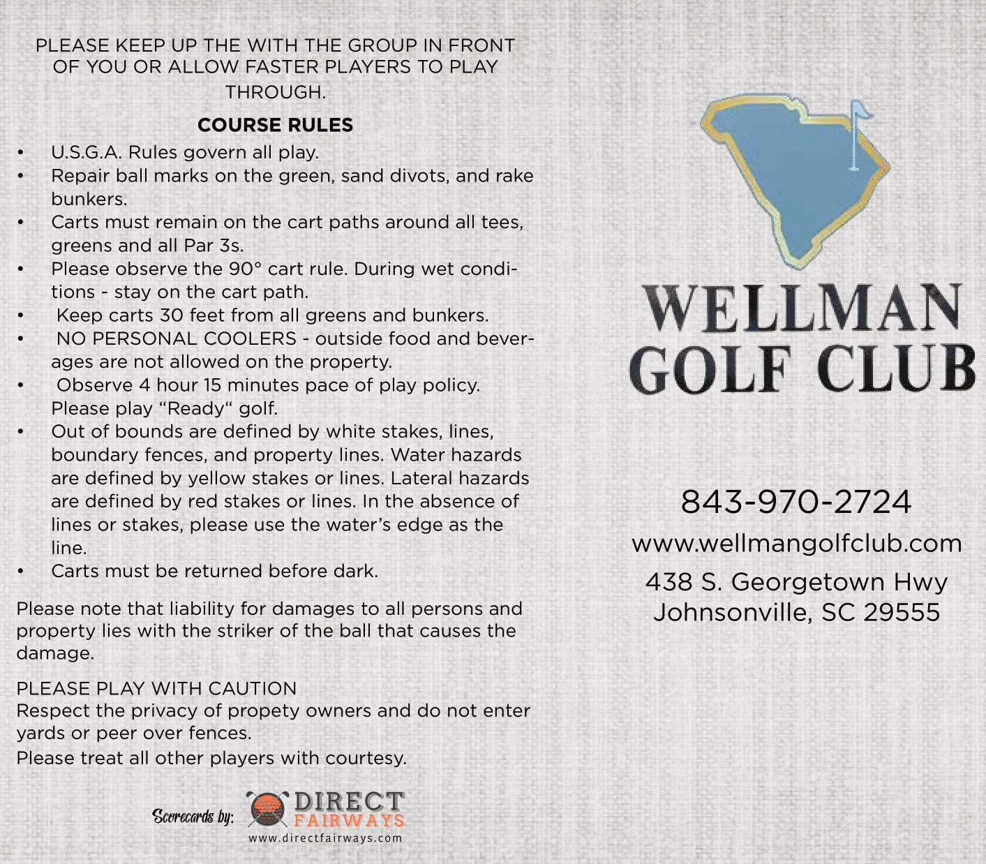 Scorecard - The Wellman Club